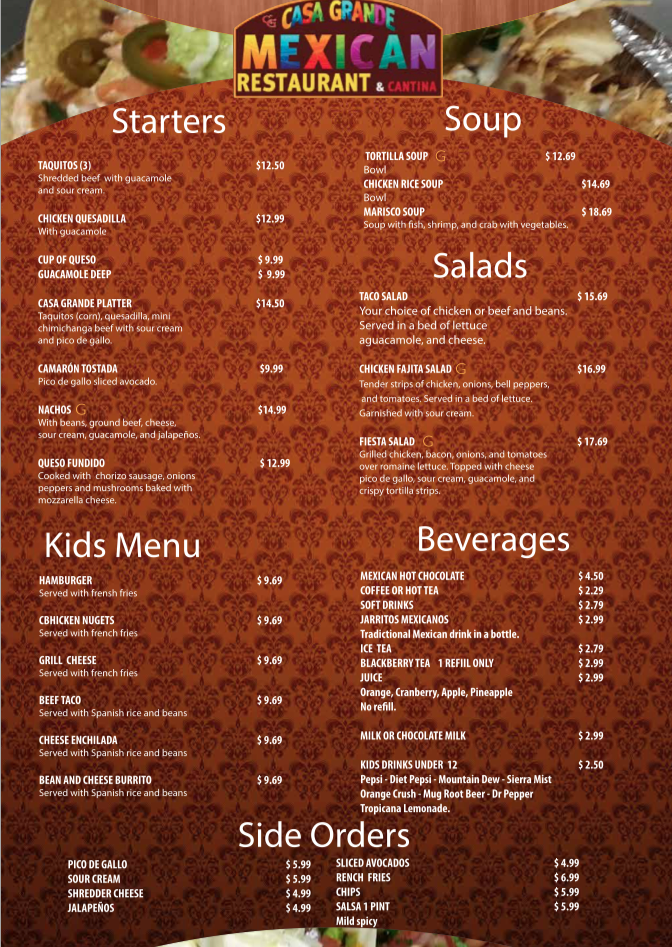 Menu – Casa Grande