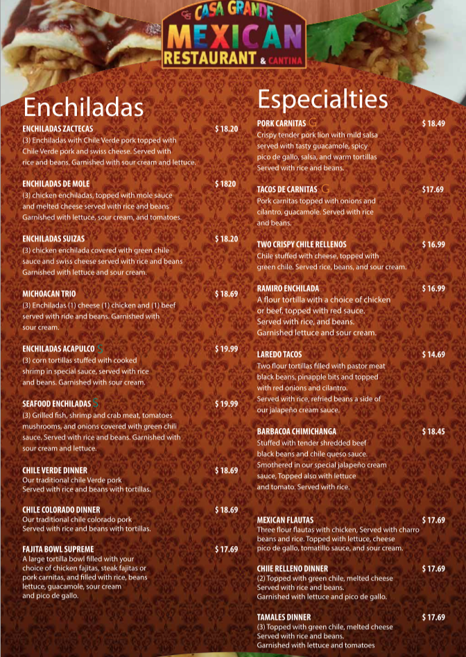 Menu – Casa Grande