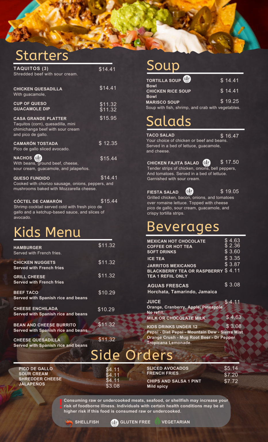 Menu – Casa Grande